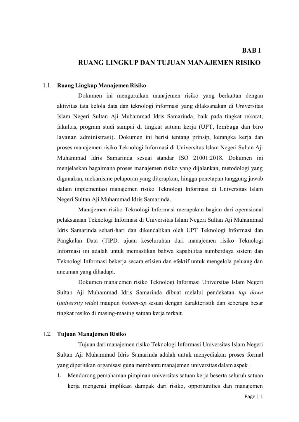 Deskripsi Manajemen-Resiko-TI-UINSI-Samarinda. – UPT. Teknologi ...